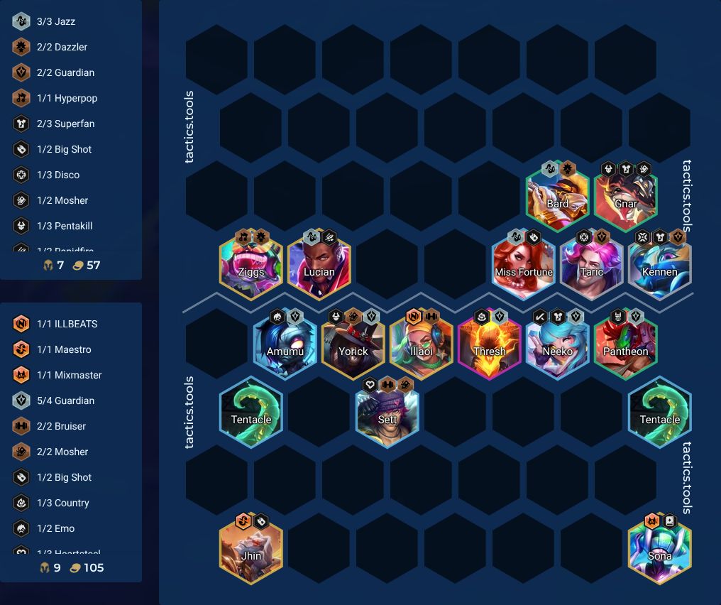 4 Guardian, 2 Bruiser, 2 Mosher - TFT Team Builder Set 10