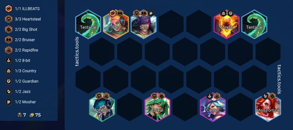 3 Heartsteel, 2 Big Shot, 2 Bruiser, 2 Rapidfire - TFT Team Builder Set 10