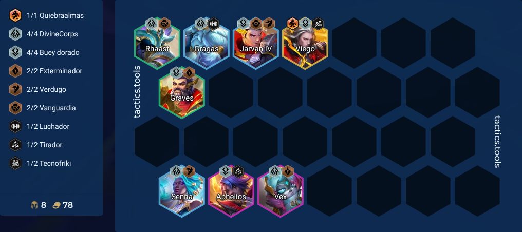 4 Buey dorado, 4 DivineCorps, 2 Exterminador, 2 Vanguardia, 2 Verdugo ...
