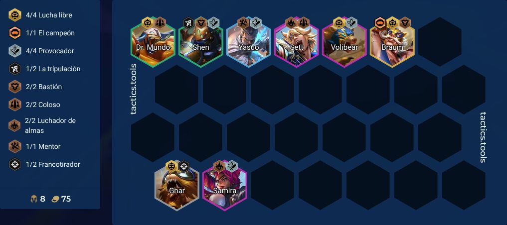 4 Lucha libre, 4 Provocador, 2 Bastión, 2 Coloso, 2 Luchador de almas ...
